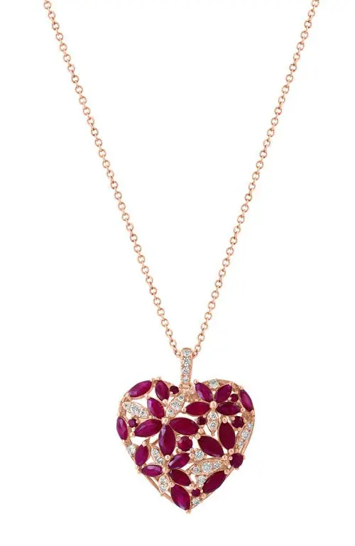 EFFY 14k Rose Gold Ruby Heart Of Romance Pendant
