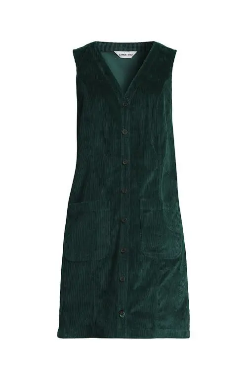 LANDS' END Wide Wale Corduroy Shift Dress - Evergreen