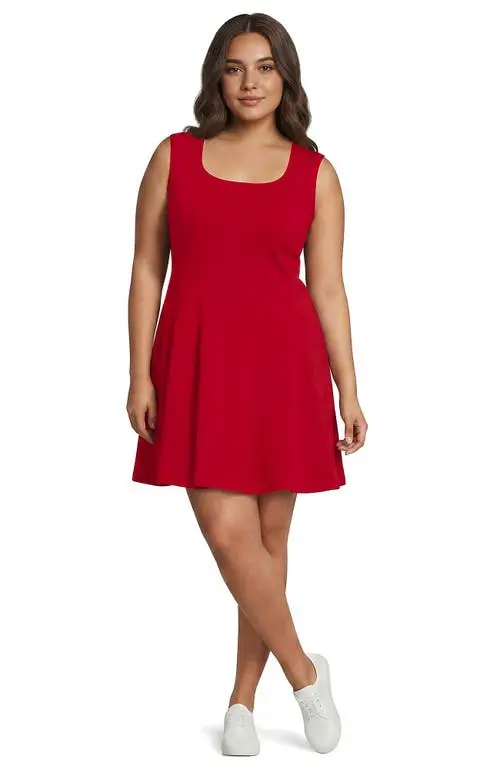 LANDS' END Starfish Scoop Neck Sleeveless Mini Dress - Compass Red