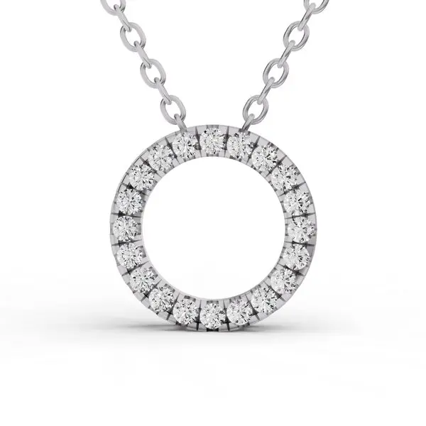 SEREIA OFFICIAL 14k Gold 0.25 Ct Necklace Circle Diamond White Gold - Silver