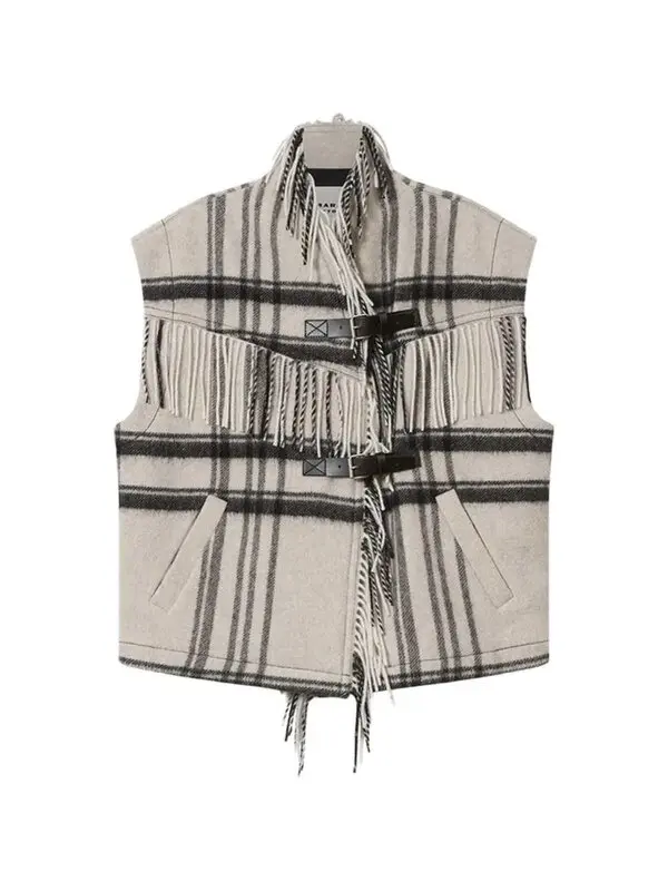 MARANT ETOILE Fringed Check Vest