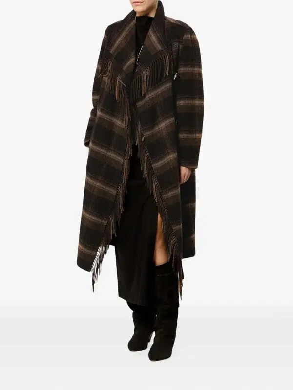 MARANT ETOILE Gihan Fringed Check Coat