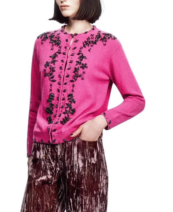 Anna Sui Beaded Knit Cardigan