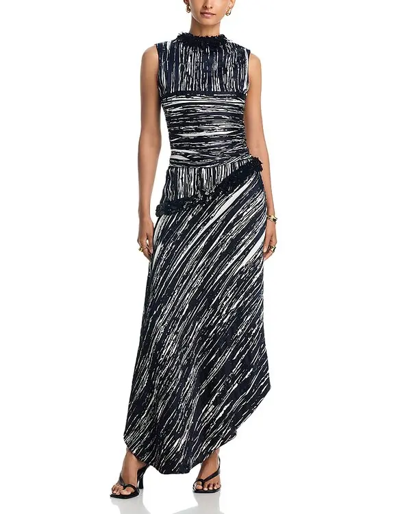 Brandon Maxwell Fiora Draped Asymmetric Dress