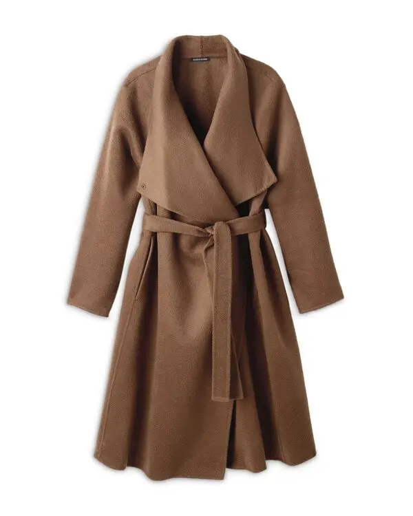 Eileen Fisher Wool High Drape Neck Coat