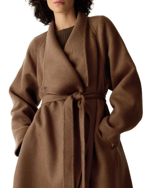 Eileen Fisher Wool High Drape Neck Coat