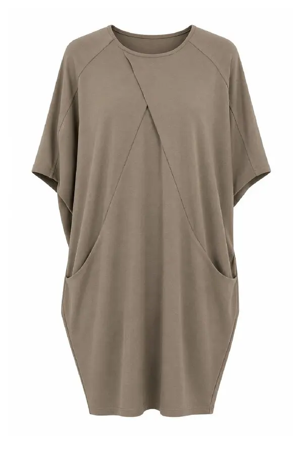 CONQUISTA Architectural Seam Jersey Dress With Pockets