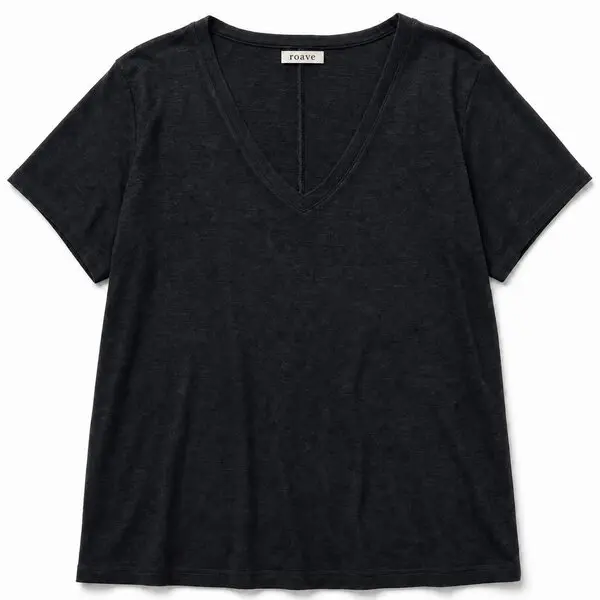 ROAVE Loose Linen Blend V Necked T-shirt