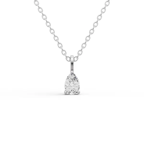 SEREIA OFFICIAL 14k Gold 0.75 Ct Lab Grown Pear Shape Diamond Solitaire Pendant With Bail White Gold - Silver