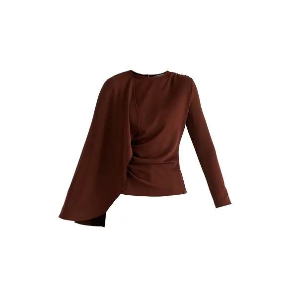 PAISIE Asymmetrical Cape Sleeve Lyocell Jersey Top