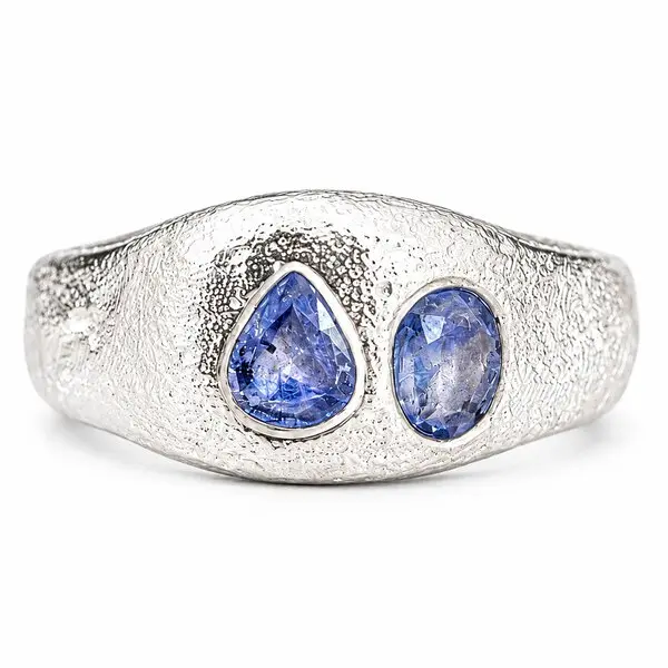 ZOE ALEXANDRIA JEWELLERY Silver Talis Ring Pear & Oval Blue Sapphire - Blue/silver