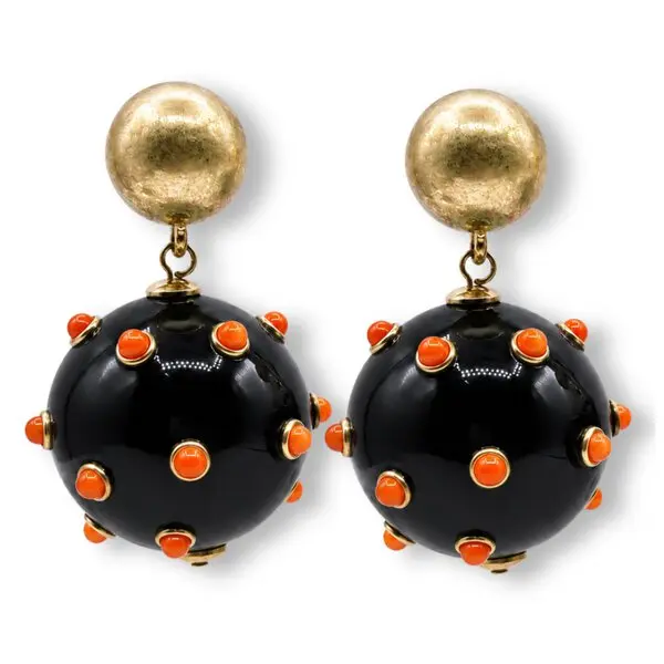 MICHAEL NASH JEWELRY Sienna And Carnelian Studded Ball Drop Earrings - Black