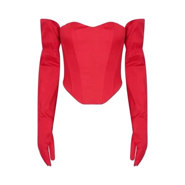 LONDON ATELIER BYPRODUCT Corset Set With Long Gloves - Red