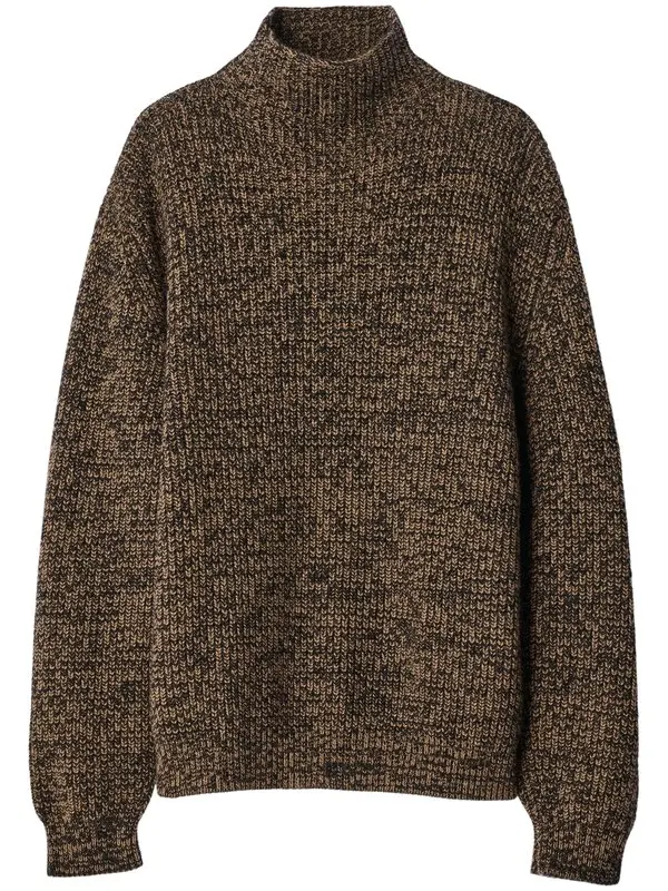 LEMAIRE High-neck Sweater In Yak Alpaca - Brown
