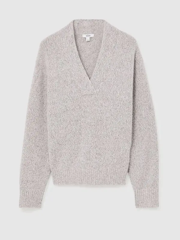 REISS Nova Cashmere-blend Bouclé V-neck Jumper
