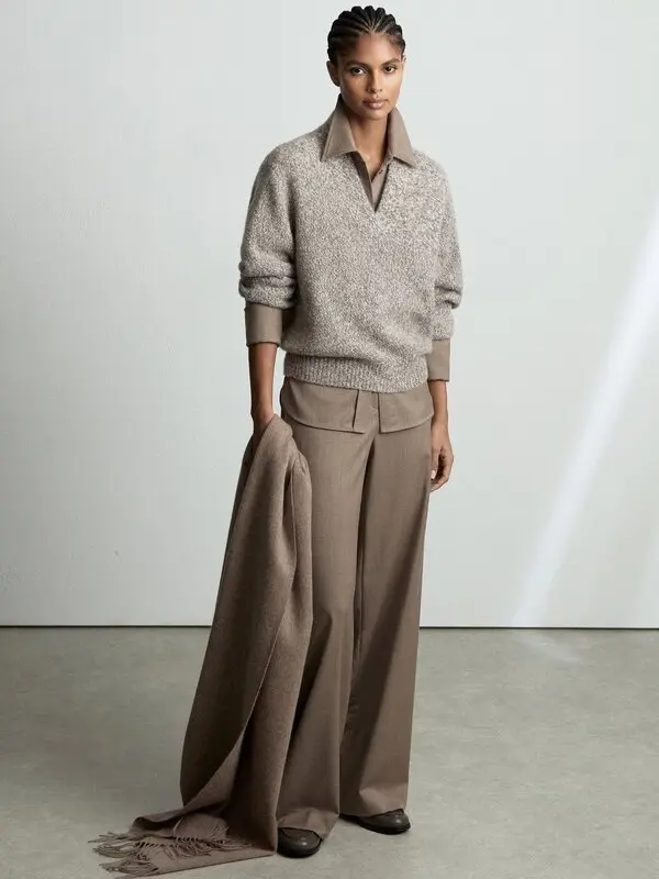 REISS Nova Cashmere-blend Bouclé V-neck Jumper - Neutral