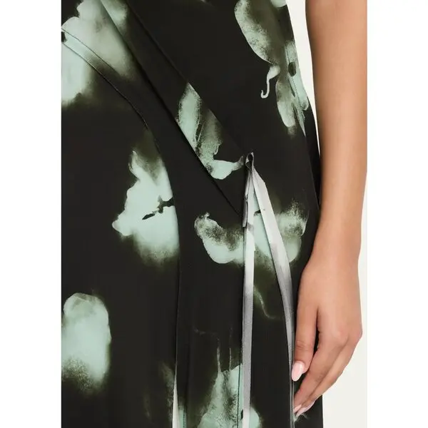 JASON WU Blurred Floral Asymmetric Paneled Midi Dress