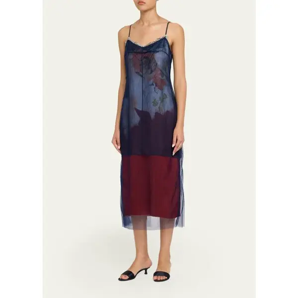JASON WU Shadow Floral Layered Midi Dress