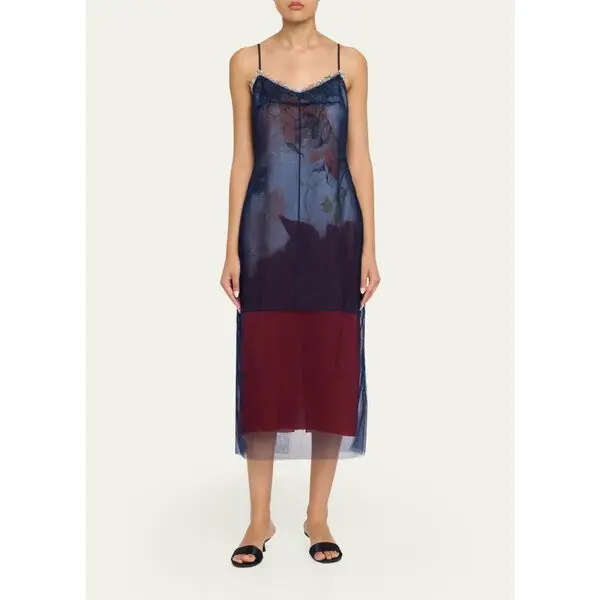 JASON WU Shadow Floral Layered Midi Dress