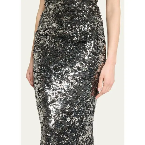 Talbot Runhof Sequined V-neck Sleeveless Mermaid Gown - Bronze