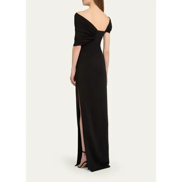 Oscar De La Renta Asymmetric Draped Off-the-shoulder Column Gown