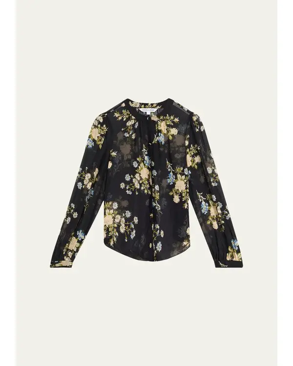 Veronica Beard Ashlynn Floral Silk Blouse