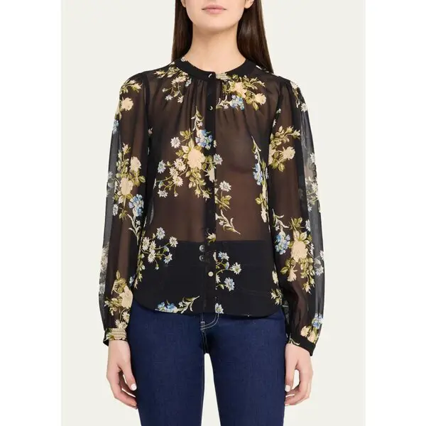Veronica Beard Ashlynn Floral Silk Blouse