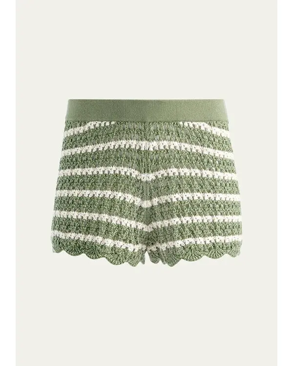 Alice + Olivia Bobbi Striped Pointelle Shorts