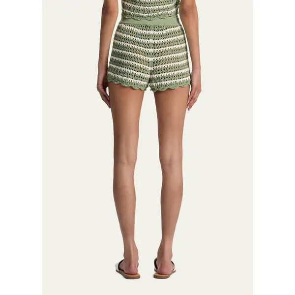 Alice + Olivia Bobbi Striped Pointelle Shorts