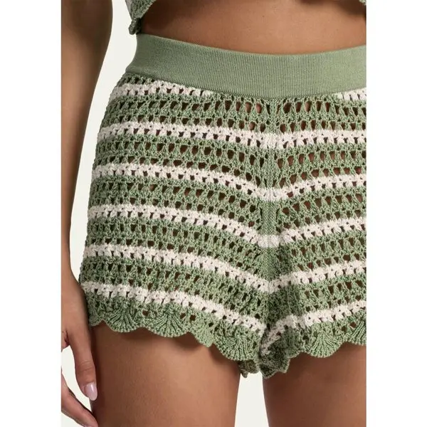 Alice + Olivia Bobbi Striped Pointelle Shorts