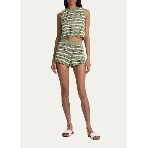Alice + Olivia Bobbi Striped Pointelle Shorts