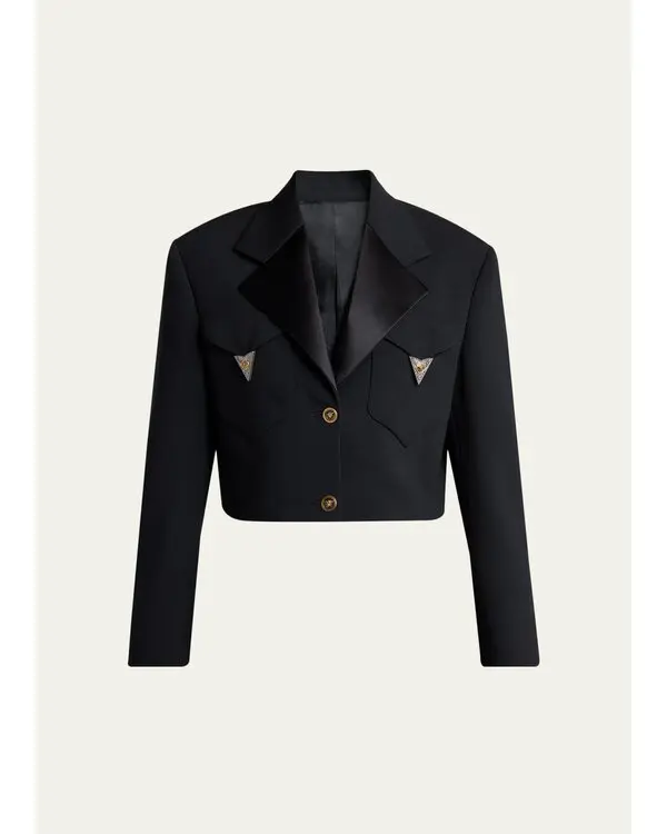Versace Cropped Informal Wool Jacket