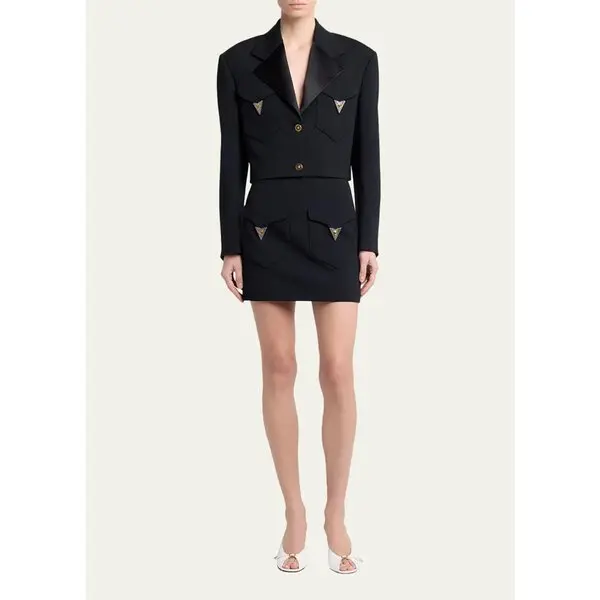 Versace Cropped Informal Wool Jacket