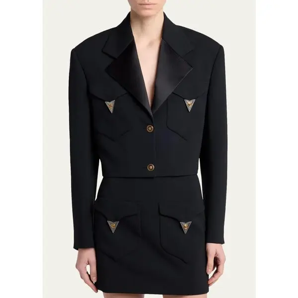 Versace Cropped Informal Wool Jacket