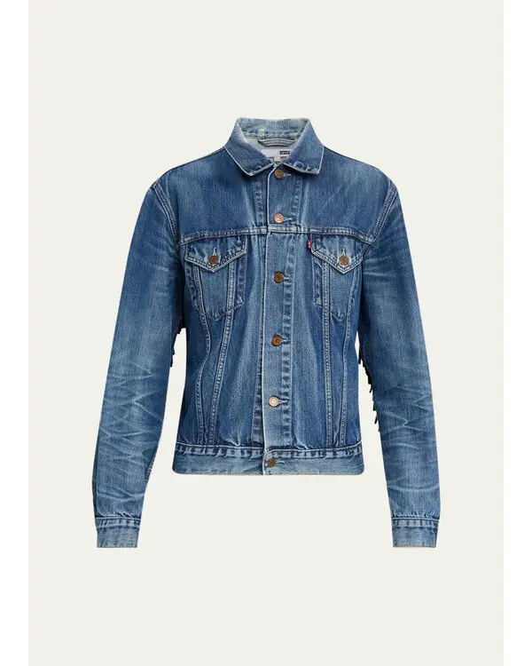 RE/DONE Levi's Denim Fringe Trucker Jacket