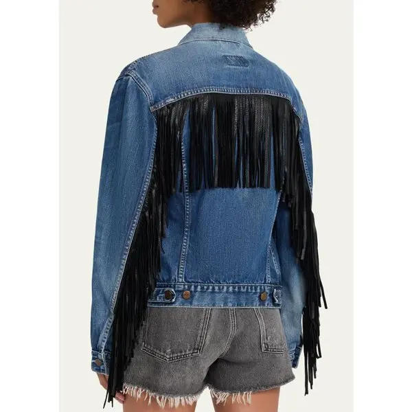 RE/DONE Levi's Denim Fringe Trucker Jacket