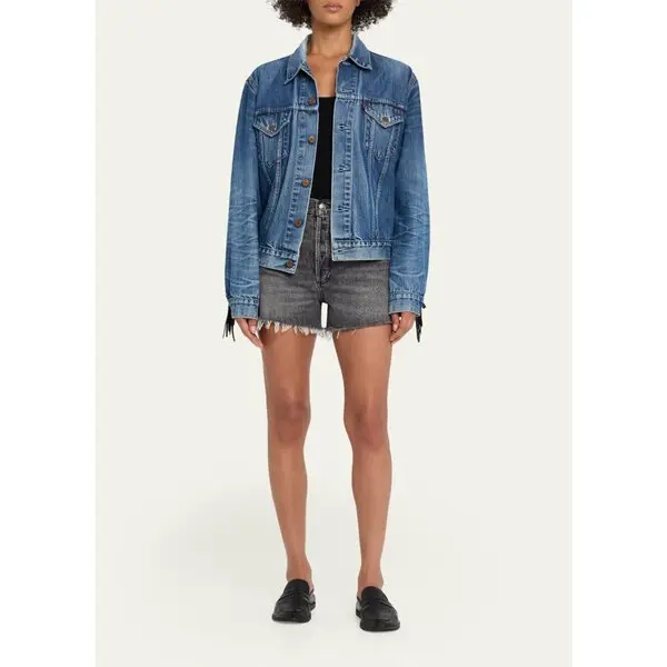 RE/DONE Levi's Denim Fringe Trucker Jacket