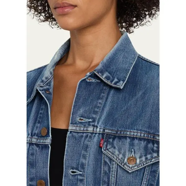 RE/DONE Levi's Denim Fringe Trucker Jacket
