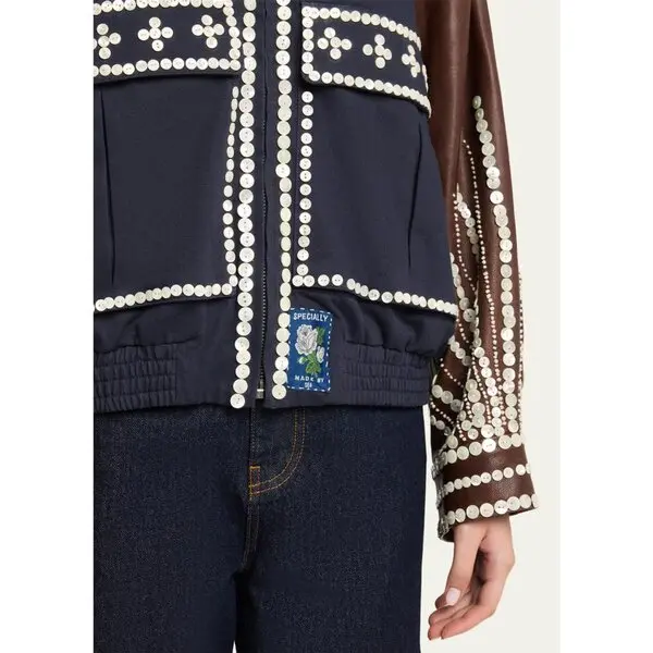 Sea Georgie Embellished Mixed-media Bomber Jacket