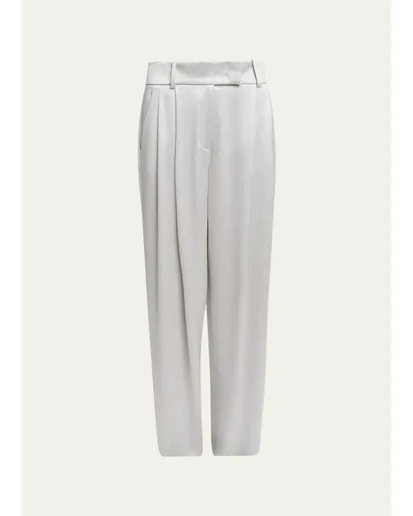 Giorgio Armani Hammered Satin Pleated Straight-leg Trousers