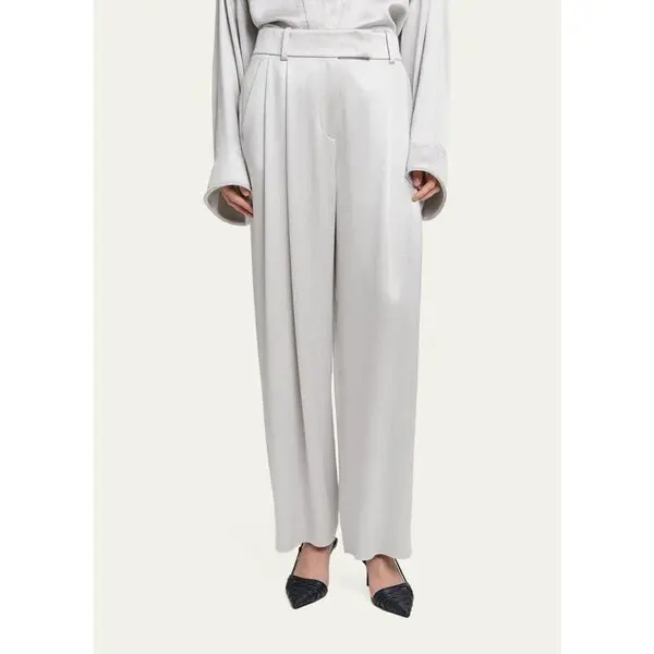 Giorgio Armani Hammered Satin Pleated Straight-leg Trousers