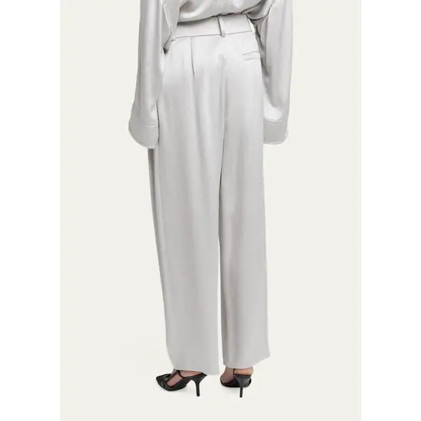 Giorgio Armani Hammered Satin Pleated Straight-leg Trousers