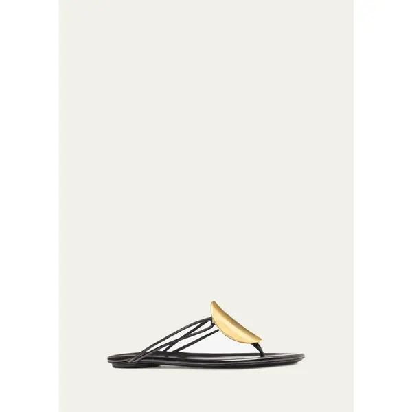 Proenza Schouler Uma Leather Hardware Thong Sandals - Black