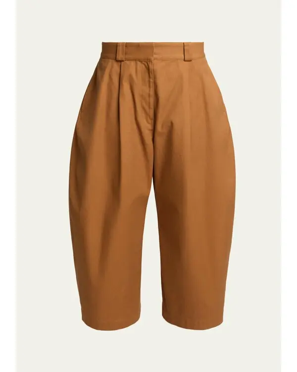 Balenciaga Pleated Barrel-leg Ankle Bermuda Pants
