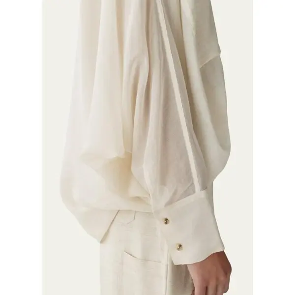 Attersee Sheer Cotton Voile Oversized Utility Shirt