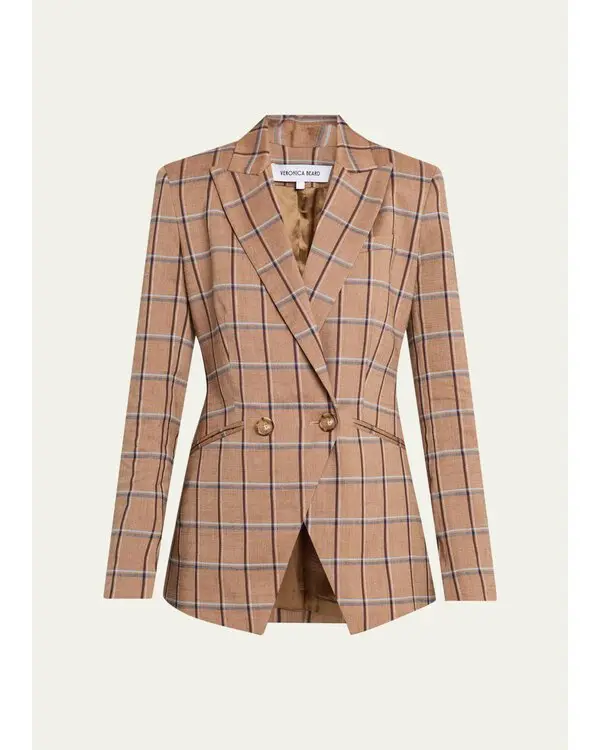 Veronica Beard Rickie Plaid Dickey Jacket - Ochre Multi
