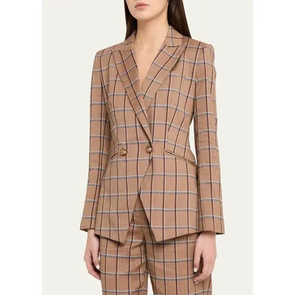 Veronica Beard Rickie Plaid Dickey Jacket - Ochre Multi