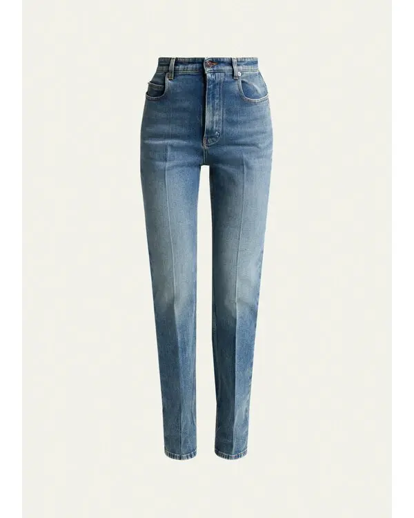 Balenciaga High-rise Slim-leg Jeans - Navy