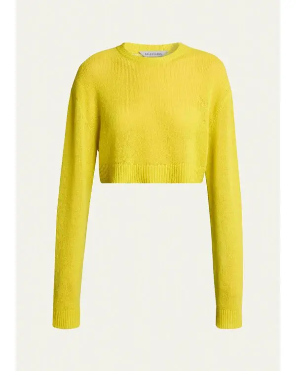 Balenciaga Cashmere Open-knit Crop Sweater - Gold