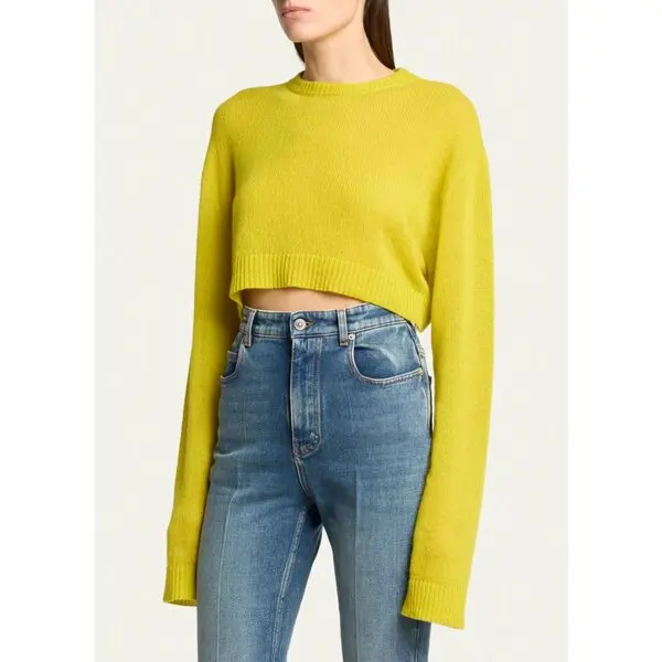 Balenciaga Cashmere Open-knit Crop Sweater - Gold